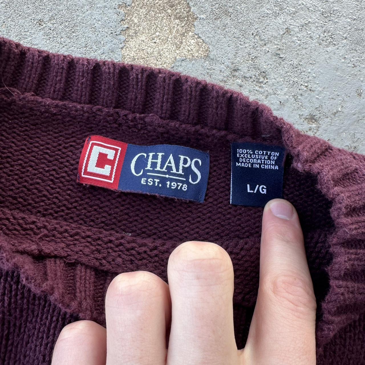 Vintage Chaps Burgundy Knit Sweater - Depop