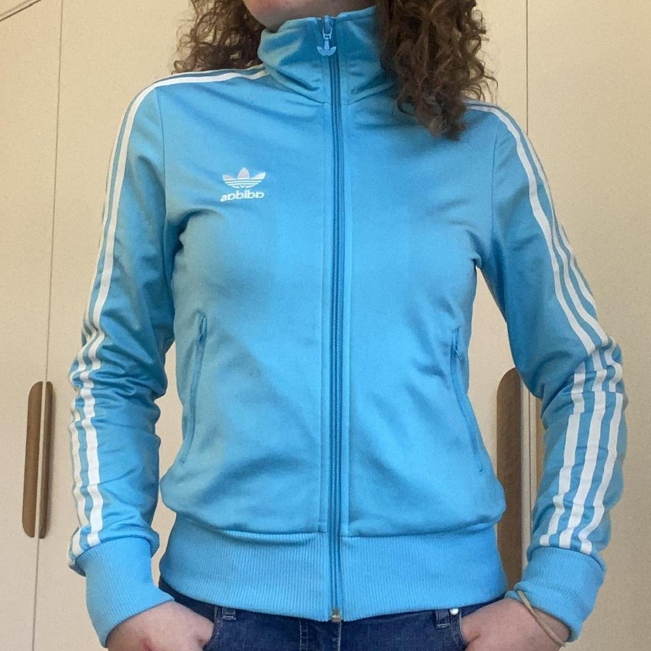 Adidas vintage blue and white track jacket - almost... - Depop