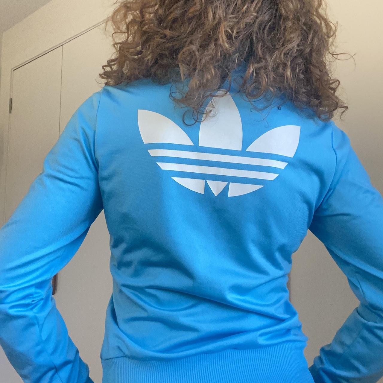 Adidas vintage blue and white track jacket - almost... - Depop