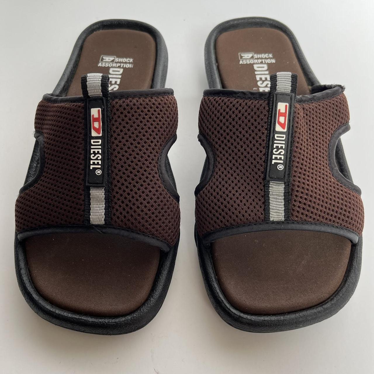 Vintage Diesel slides in brown. Unisex will fit... - Depop