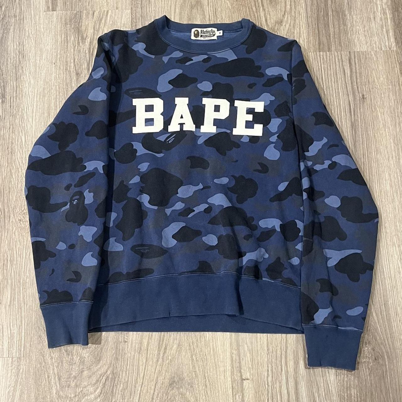 BAPE Men's Blue and Navy Jumper | Depop