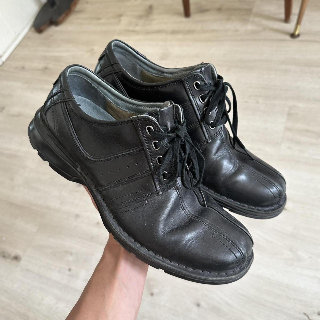 Vintage 00s Black Clarks Chunky Shiny Round Toe... | Depop