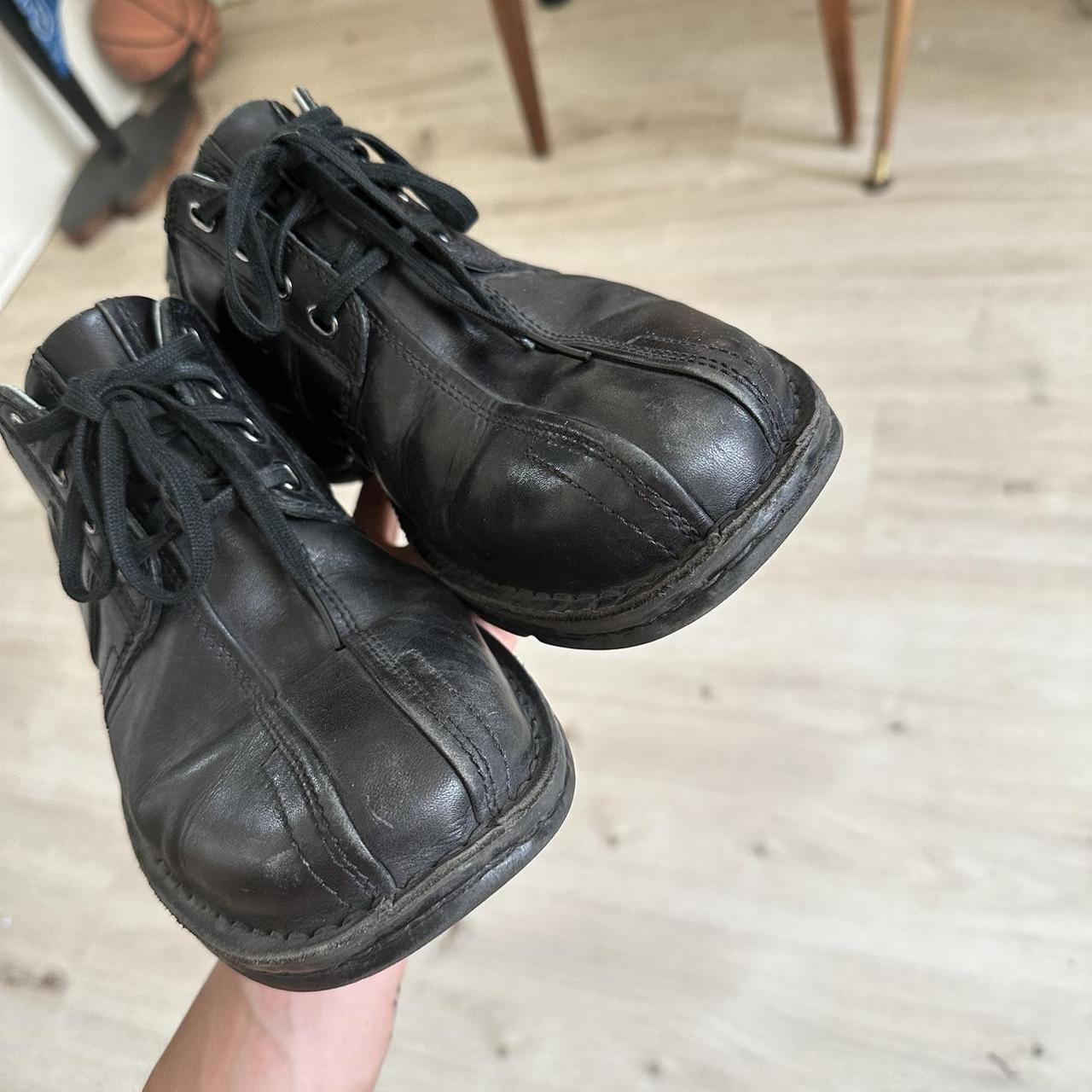 Vintage 00s Black Clarks Chunky Shiny Round Toe... | Depop