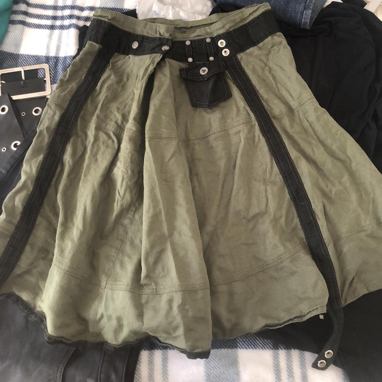 Diesel Red Tag Women's Green and Black Skirt | Depop