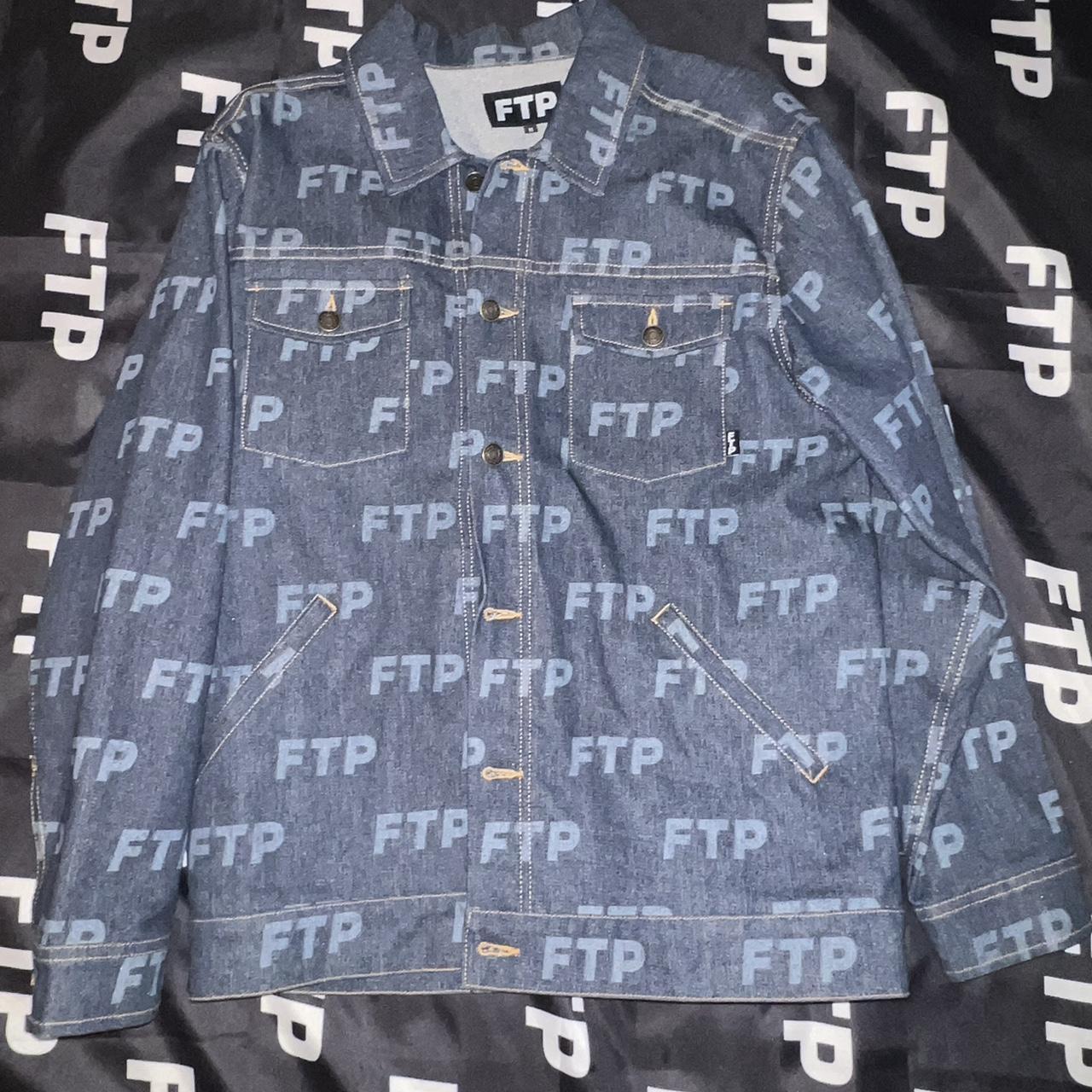 FTP all over denim jacket, only worn once still in... - Depop