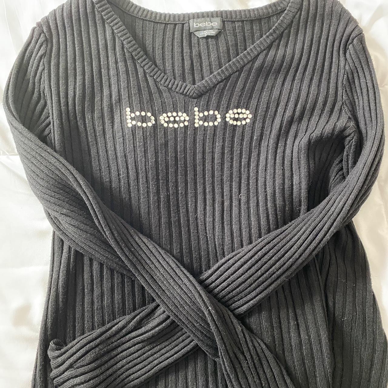 XL knit V-Neck Bebe sweater, very cute and... - Depop