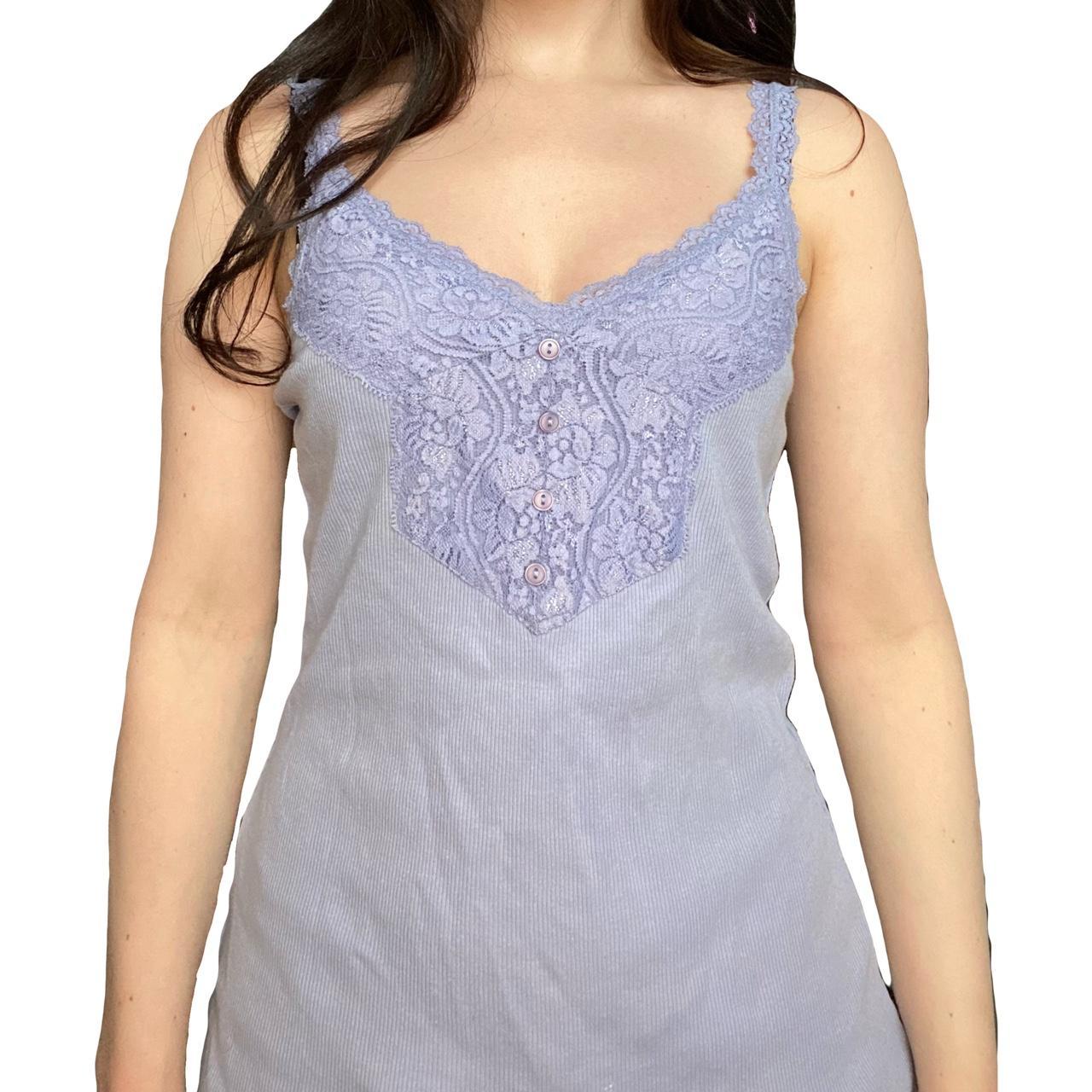 light periwinkle blue lace tank top with decorative... - Depop
