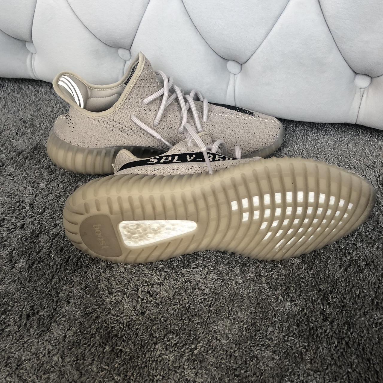 Yeezy Men's Grey and Cream Trainers | Depop