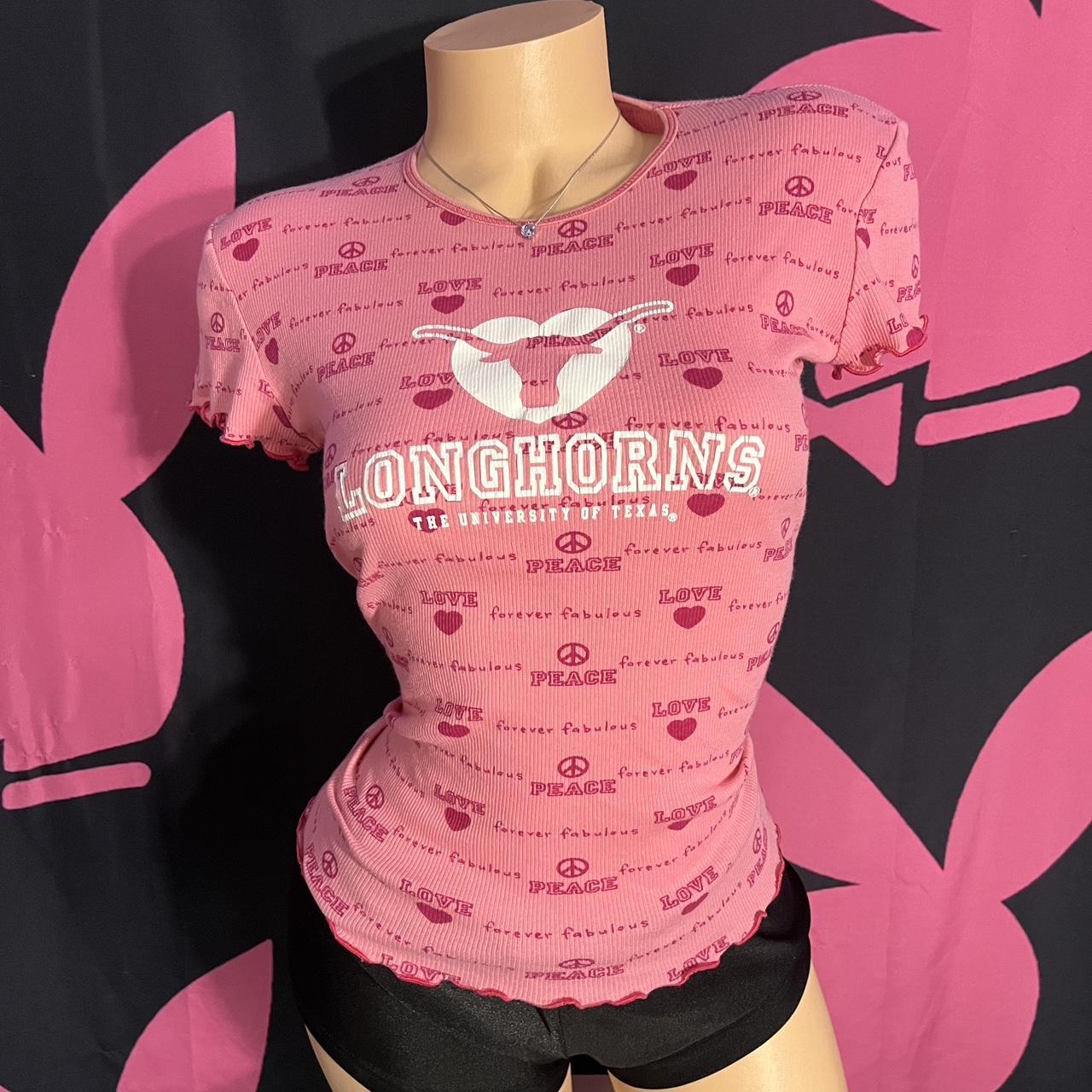 pink longhorns top (NO PAYPAL) - size medium to... - Depop