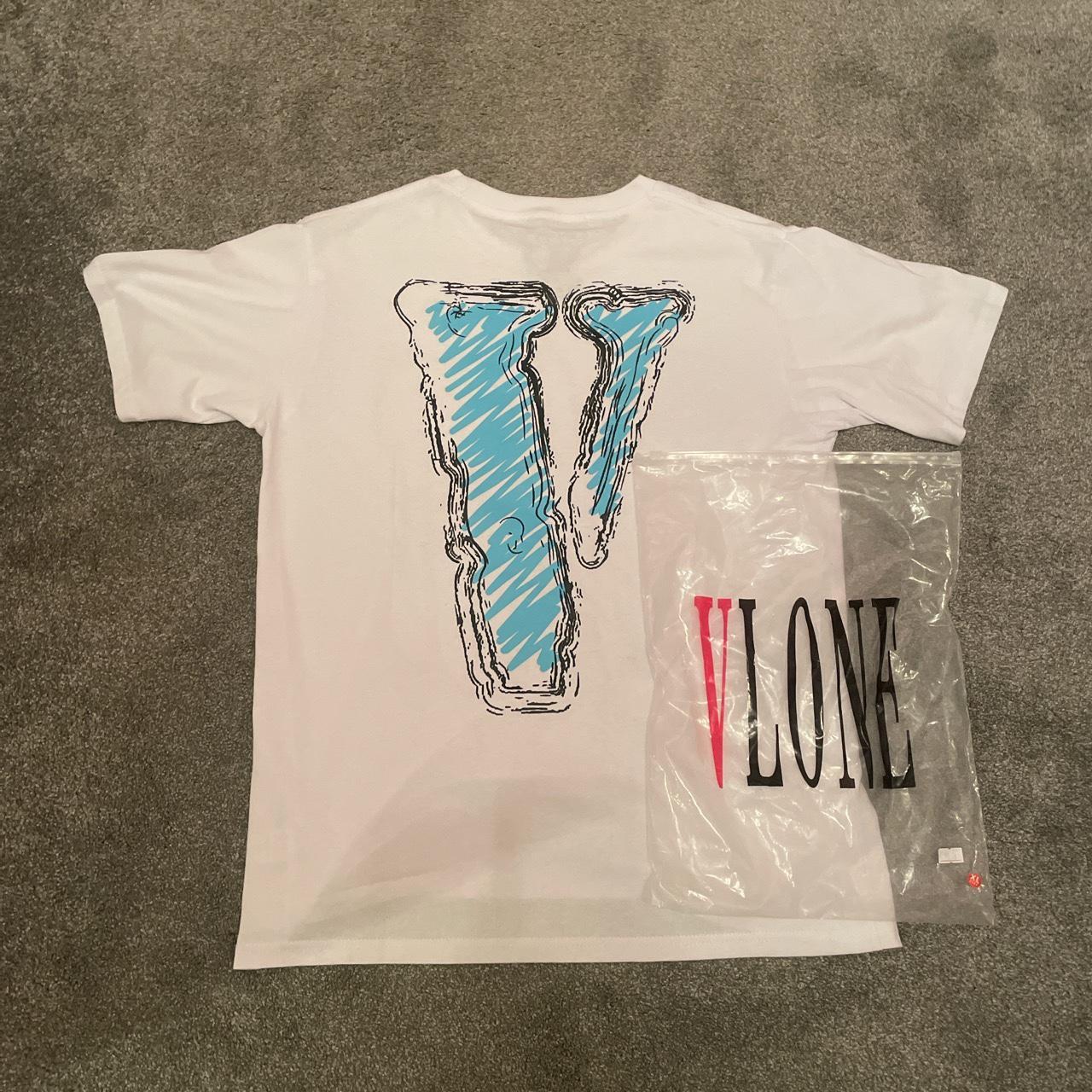 Vlone t-shirt - light blue Size xl but fits large - Depop