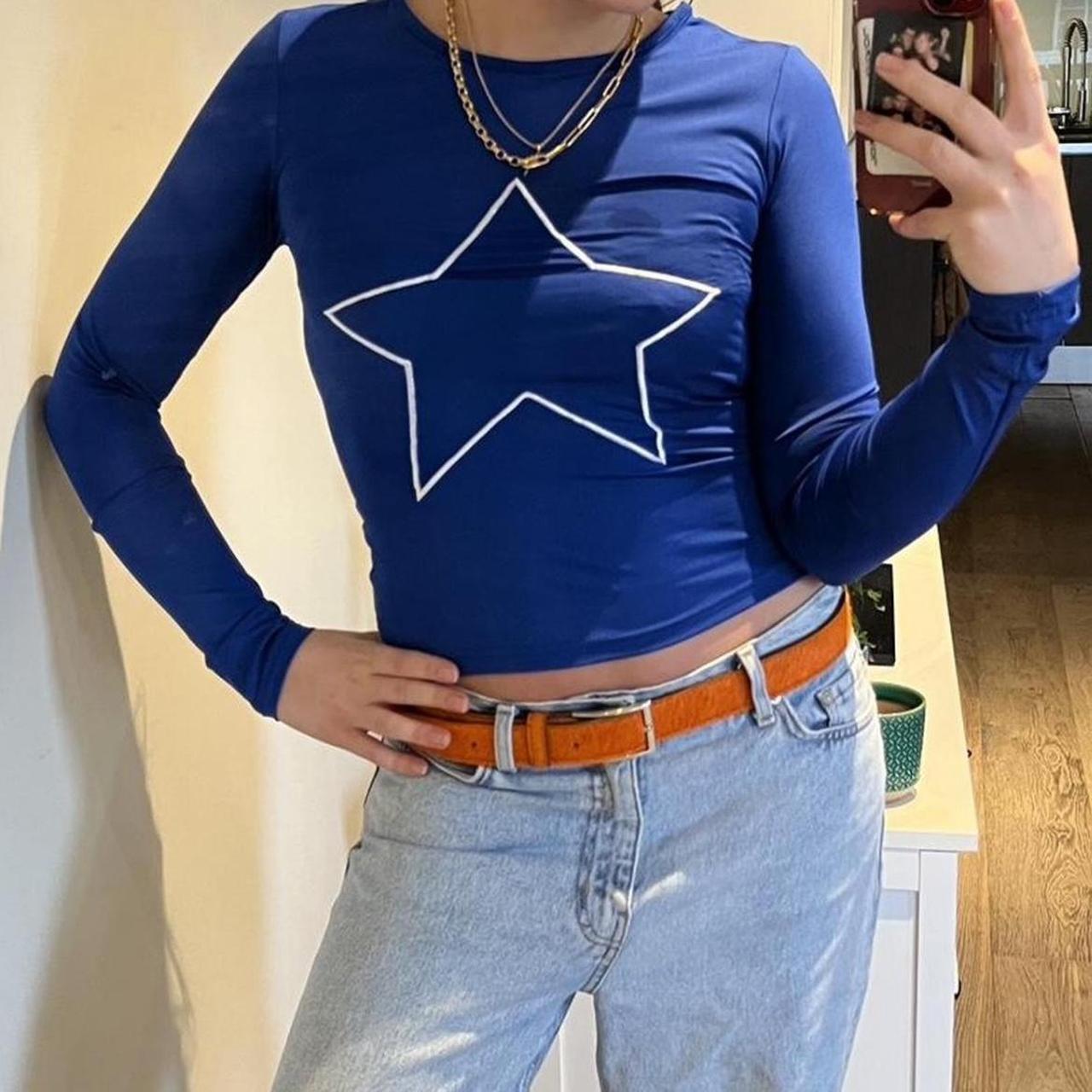Gorg blue top with star embroidery detail Reselling... - Depop