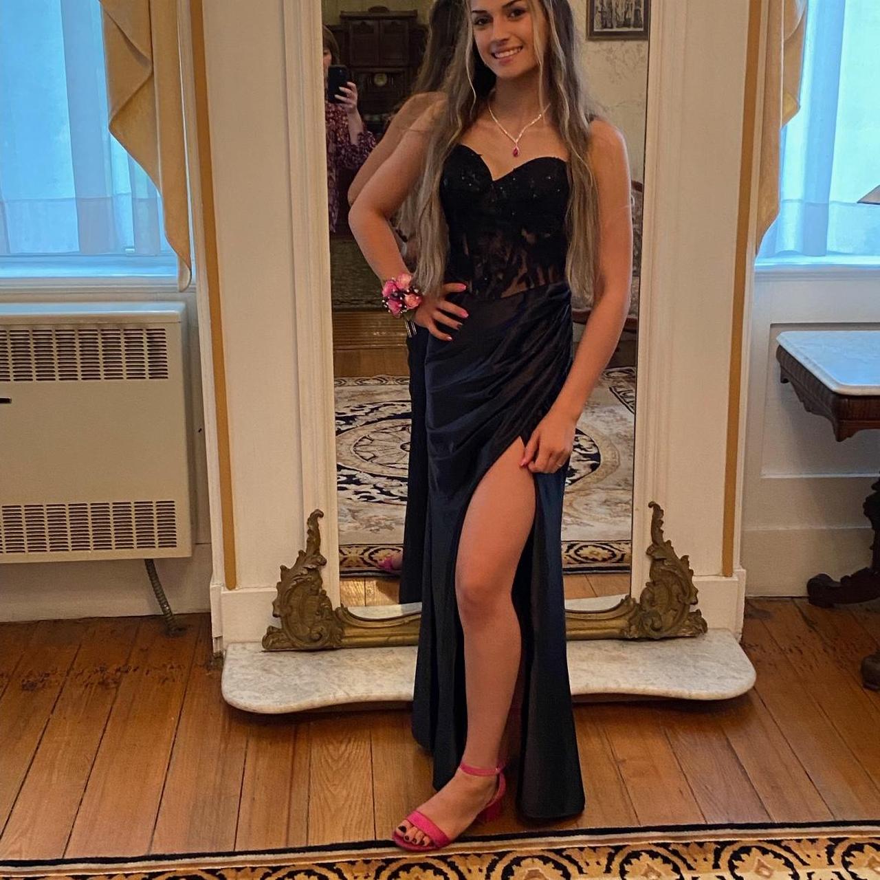 Black stacees U.S. size 2 ALTERED prom dress. I’m... | Depop