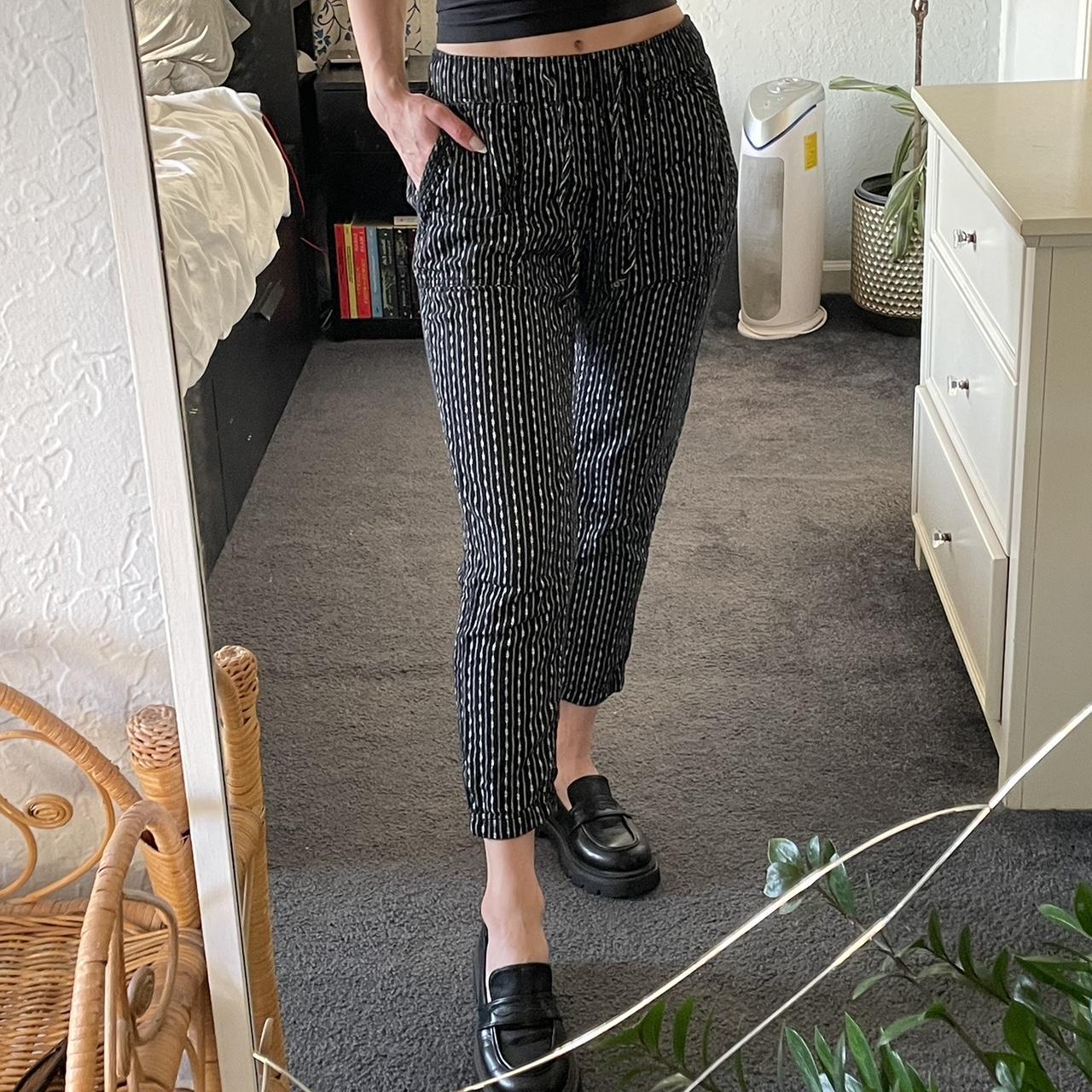 Black and white patterned pants. Elastic waist with... - Depop