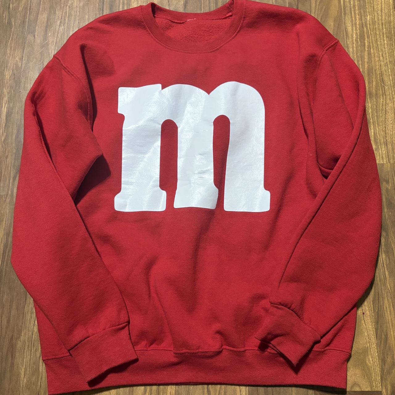 Red M&M's crewneck sweatshirt,no size tag fit like... | Depop