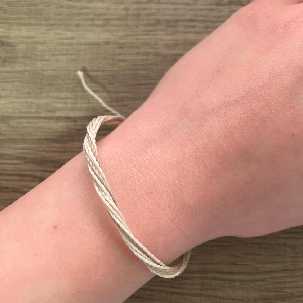 Pura Vida Adjustable White/Cream String Bracelet,... - Depop