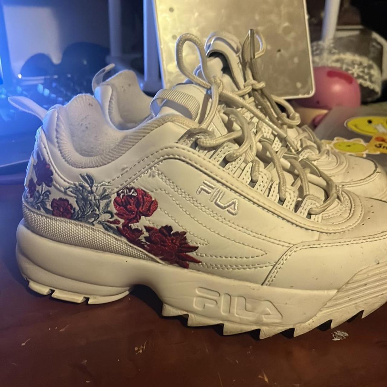 white platform rose shoes Fila size 6 1/2. only wore... - Depop