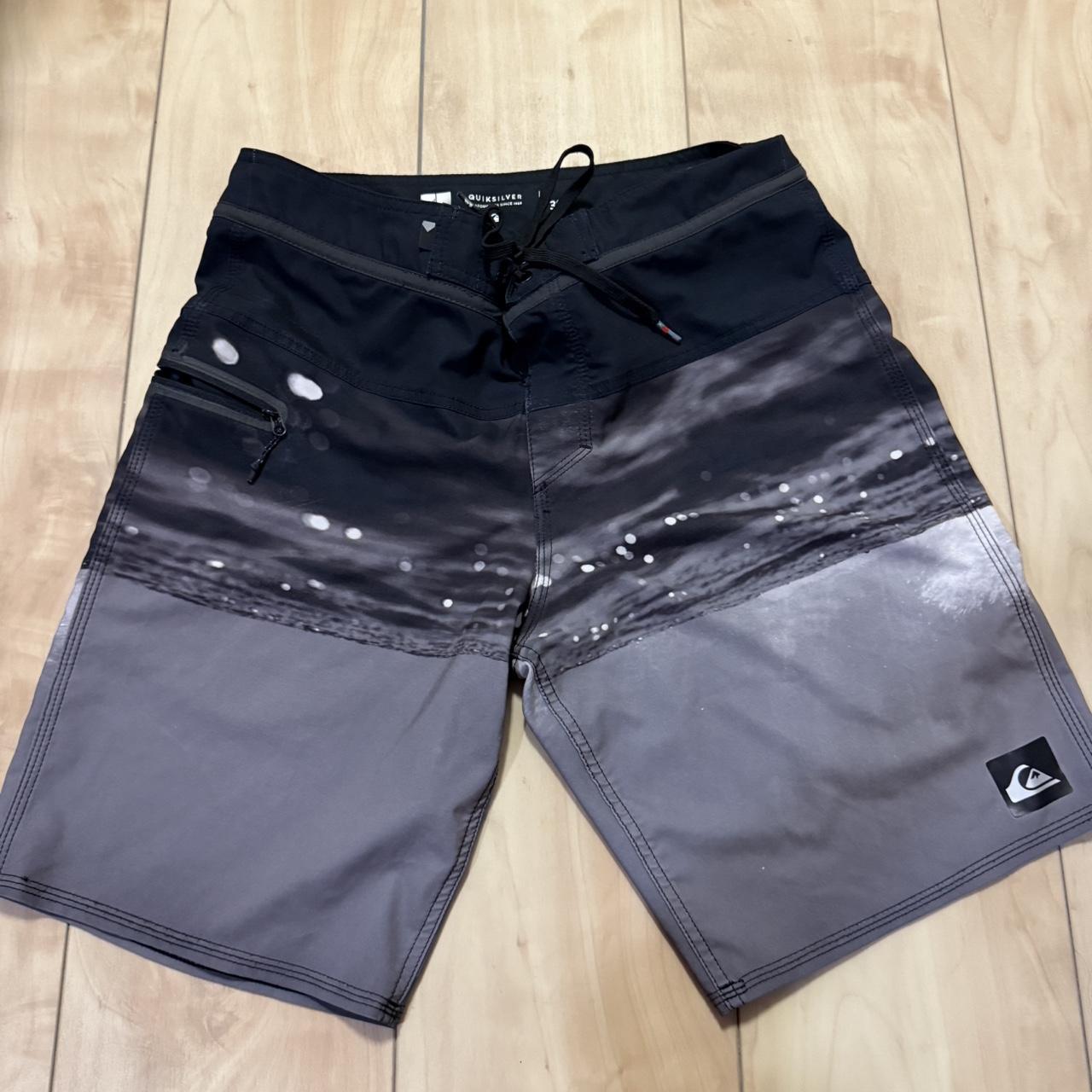 Quicksilver black & grey board shorts bathing suit... | Depop