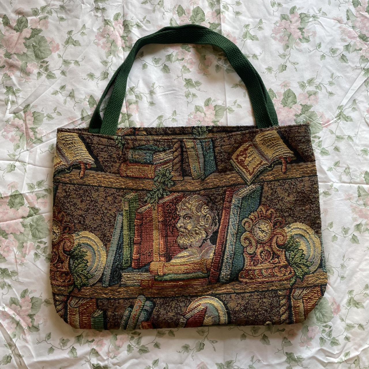 super cool vintage tapestry tote bag!! front and... - Depop