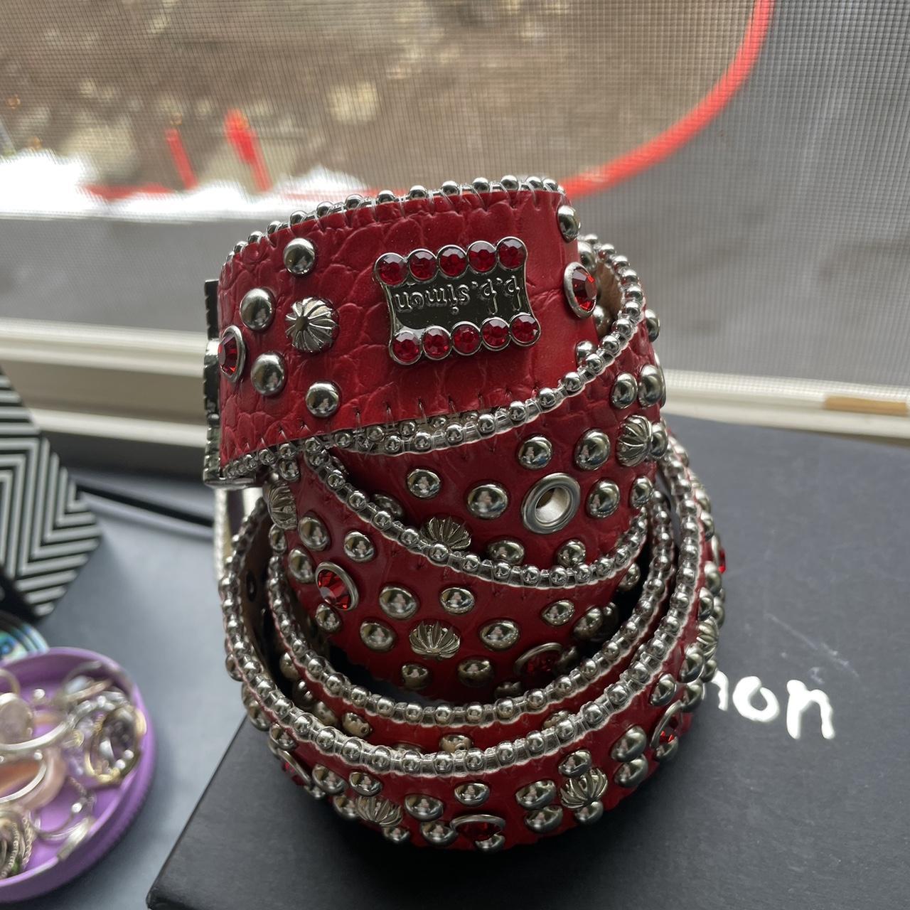 Bb belt, Y2K red and silver color way, #designer #bb... - Depop