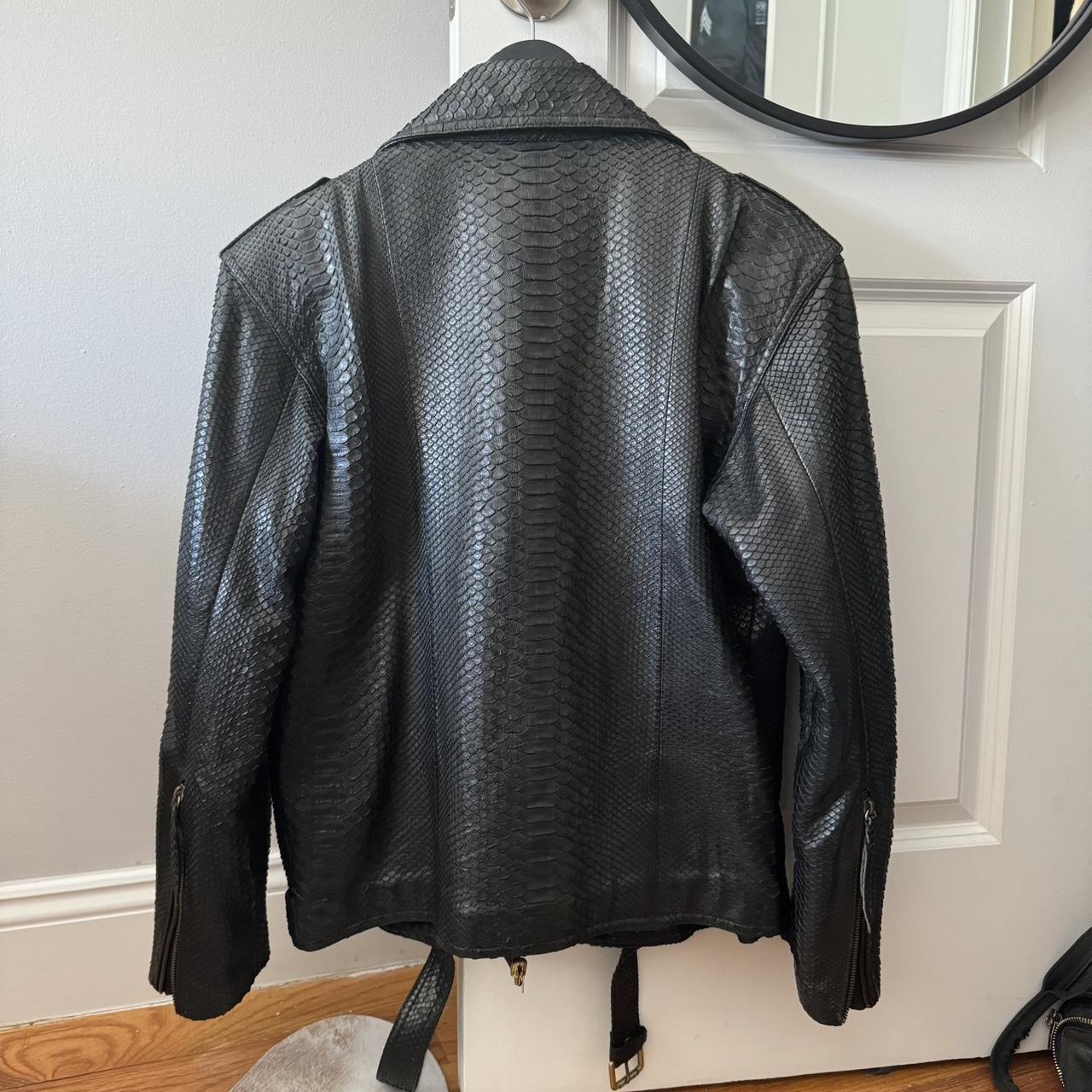 Custom made genuine snake skin leather jacket by... - Depop