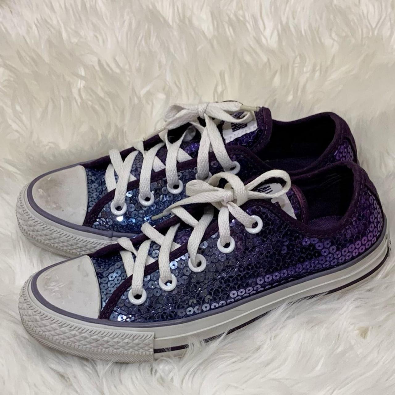 Converse All Star purple sequins sneakers Gently... - Depop