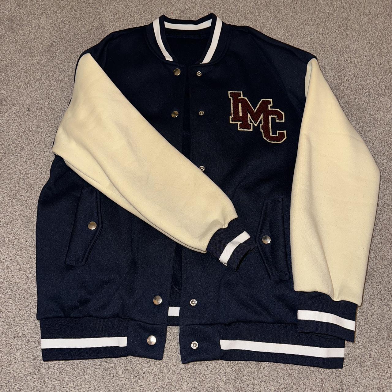 Women's Cream and Navy Jacket | Depop