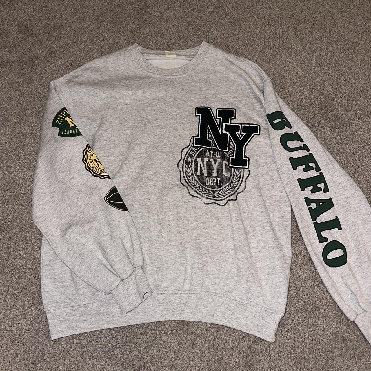 urban outfitters light grey crewneck sweatshirt with... - Depop