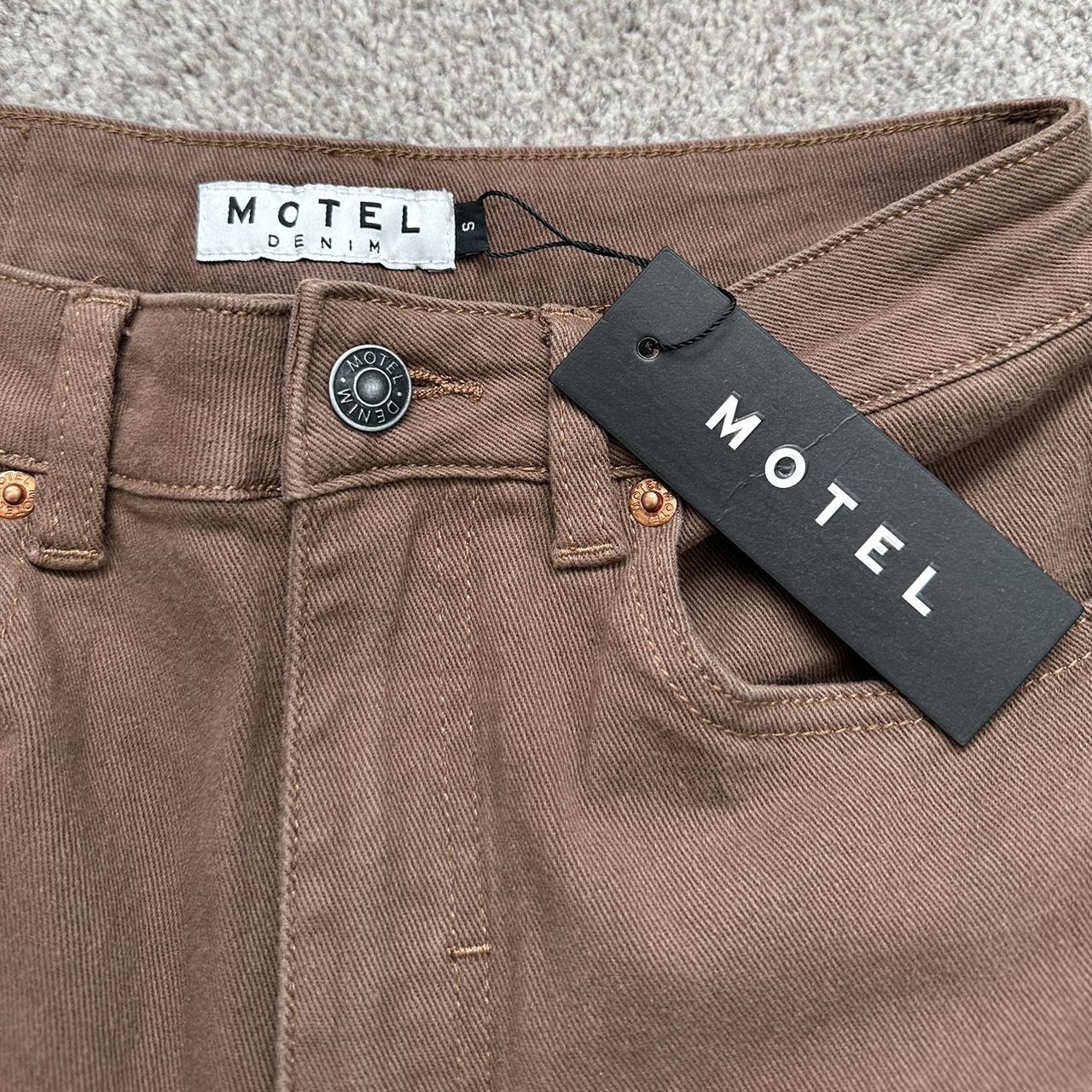motel rocks straight leg brown jeans with split... - Depop