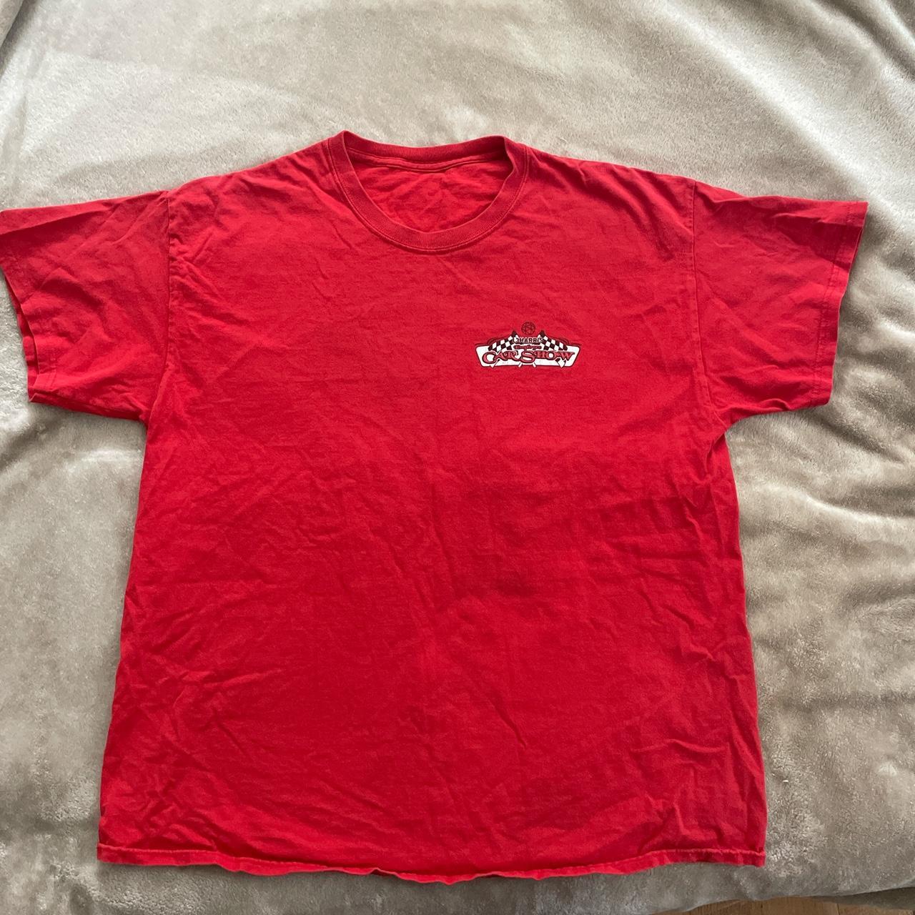 Red, Car show shirt. Measurements: W:22in L:27.5in - Depop