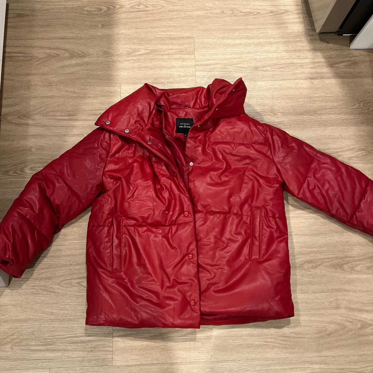Red Winter Jacket (has a slight stain on the... - Depop