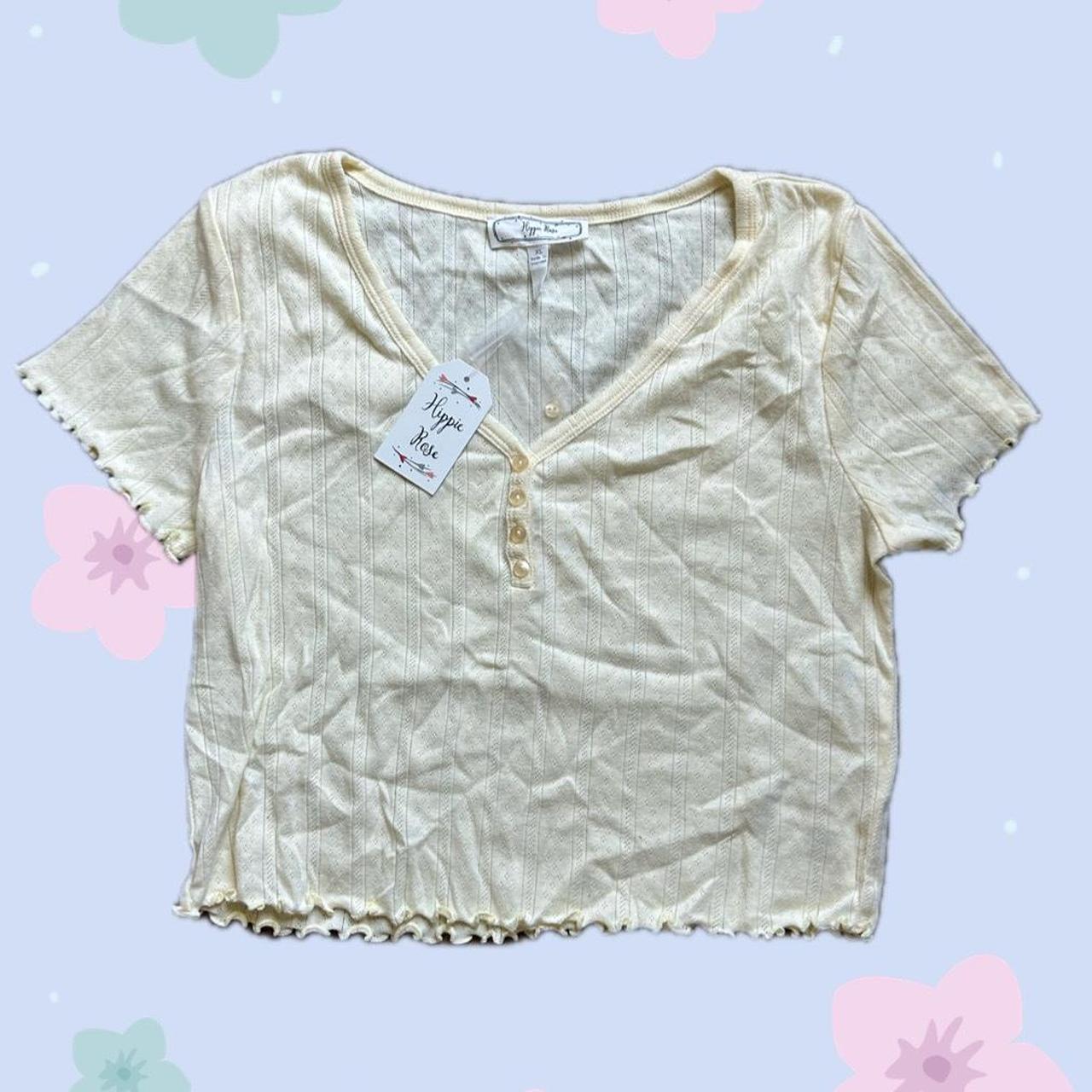 Brandy Melville style yellow/ cream crop top by... - Depop