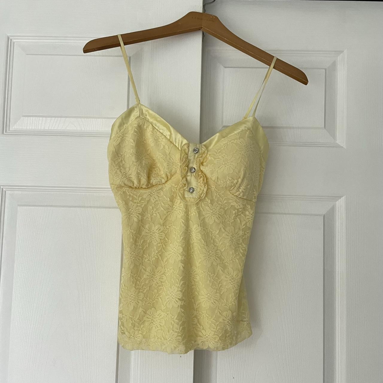 Candies Yellow Cami Studded Frill Top - Size M -... - Depop