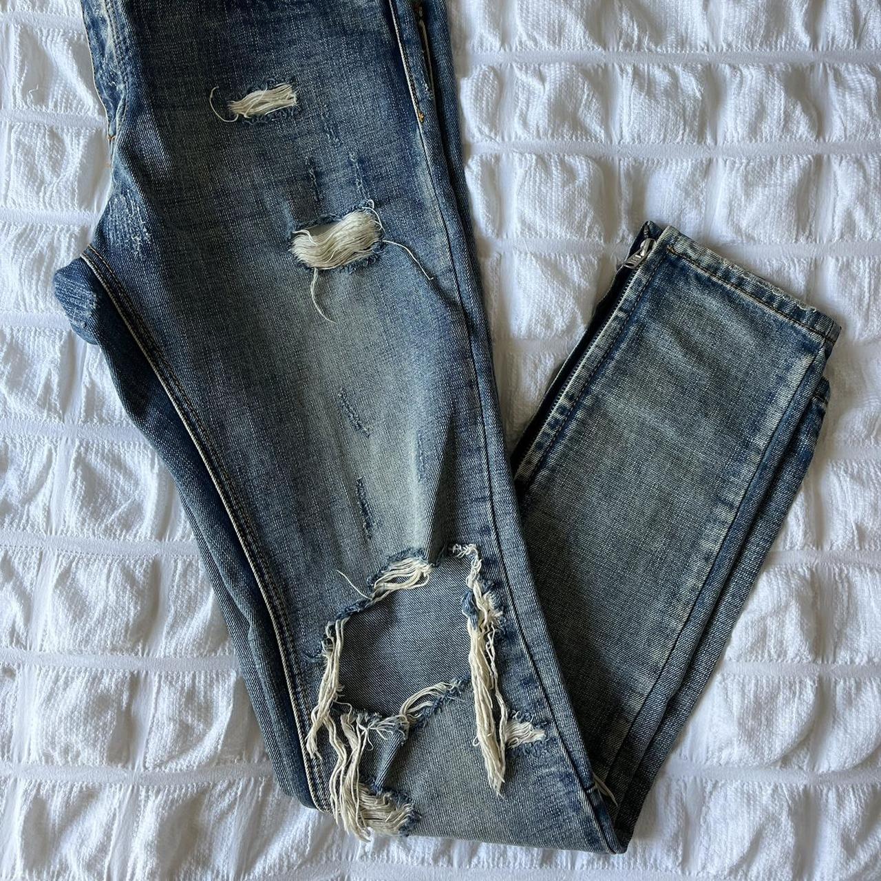 Mnml M1 Denim Jeans Vintage Blue Wash Ankle Zip... - Depop