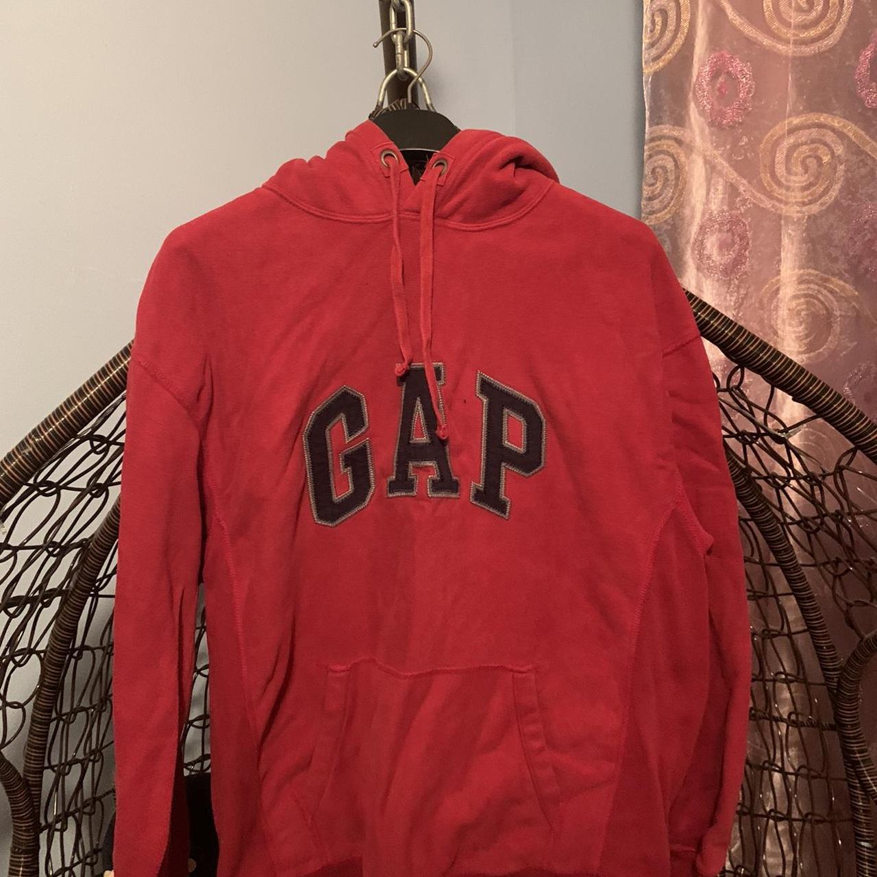 GAP red hoodie with red drawstring (snugged, relax... - Depop