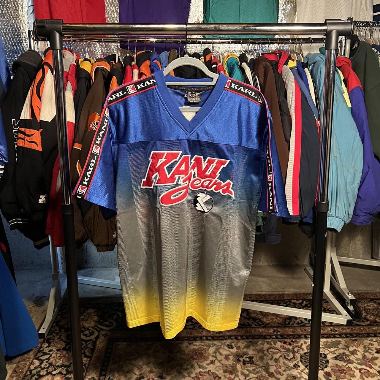 Karl Kani Men's Blue and Red Top | Depop