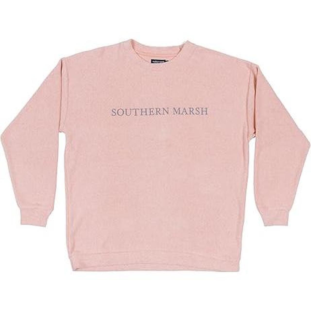 Peach colored Southern Marsh logo sweatshirt... - Depop