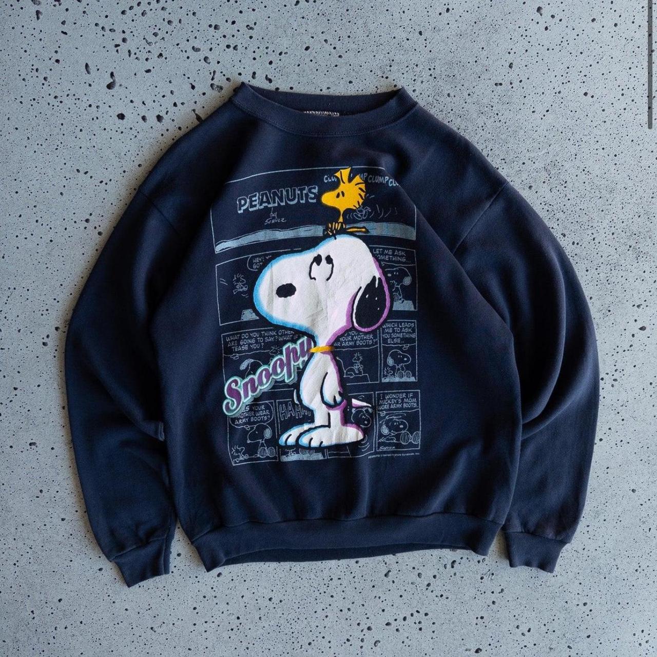 Vintage Navy Snoopy Sweatshirt Size Large.... - Depop