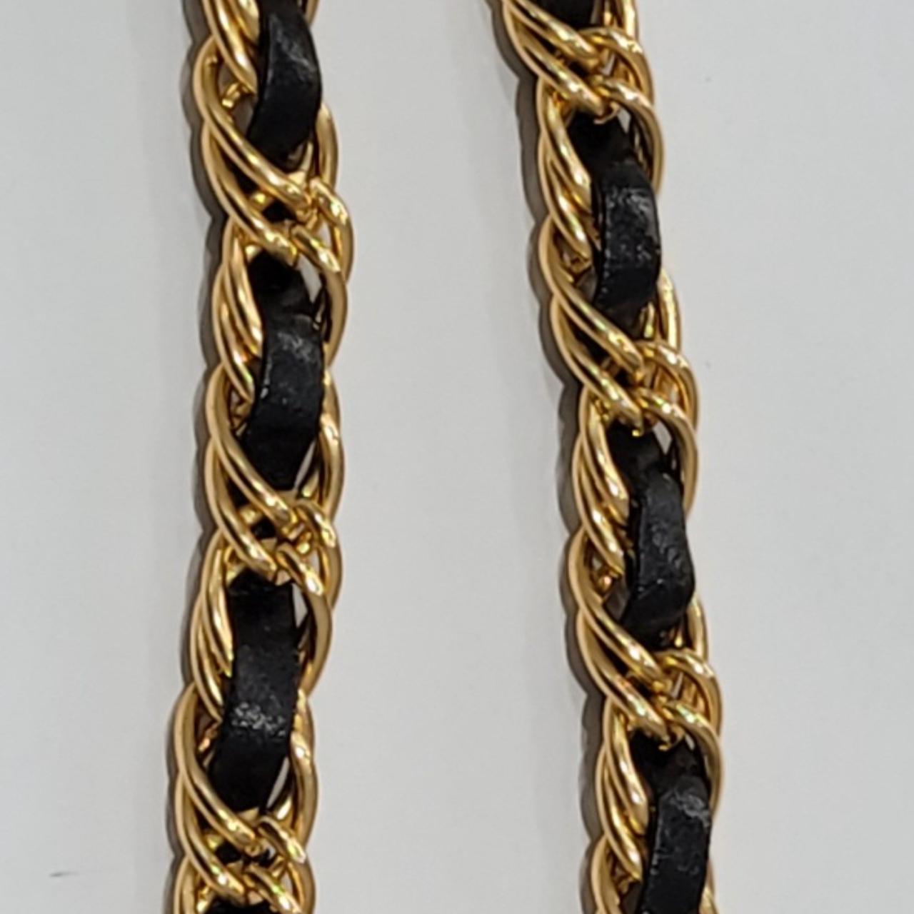 Stunning gold tone black link rope choker necklace... - Depop