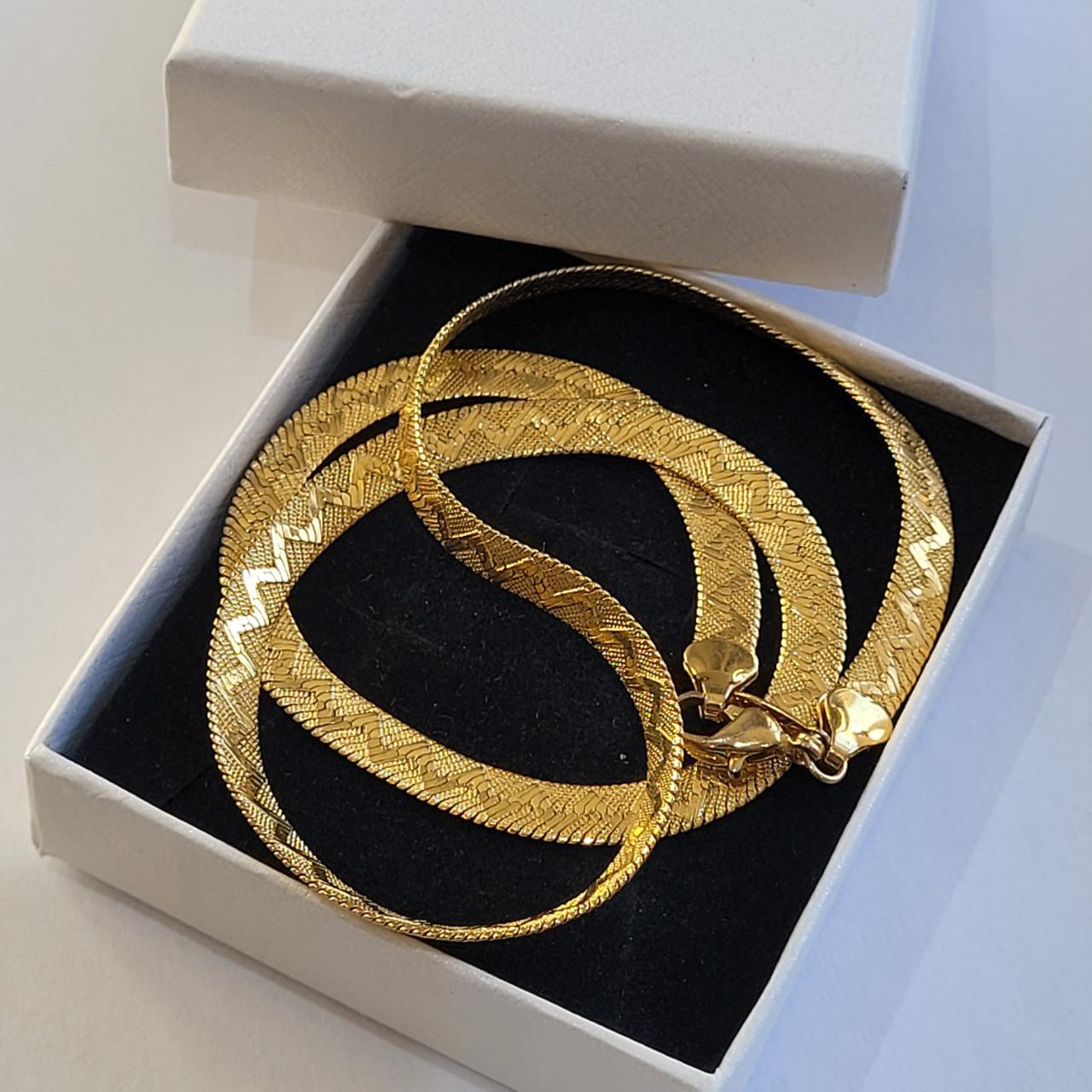 Vintage 9ct gold plated Napier flat snake stye zig... | Depop
