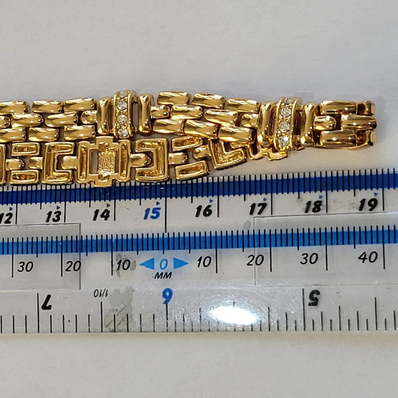 Stunning 9CT Gold plated brick wall link gem set... - Depop