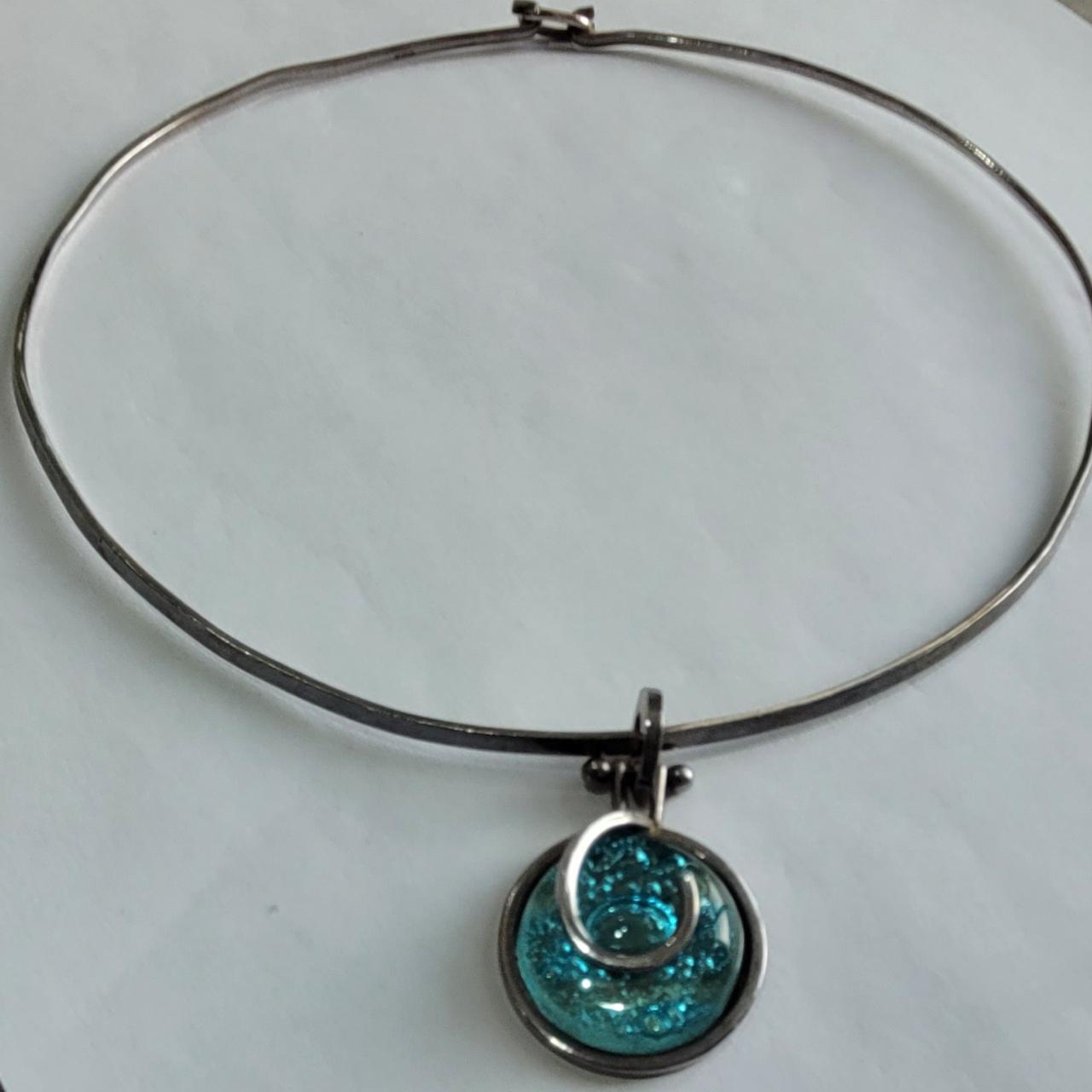 Stunning sterling silver torque collar necklace with... | Depop