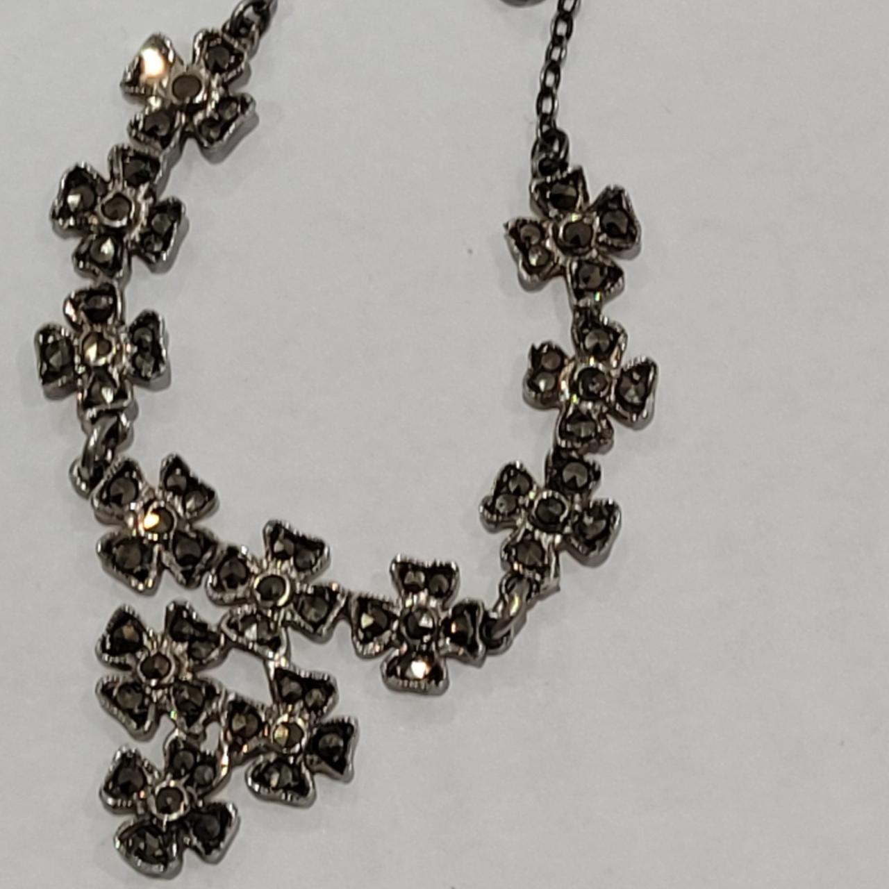 Vintage antique sterling silver marcasite necklace -... - Depop