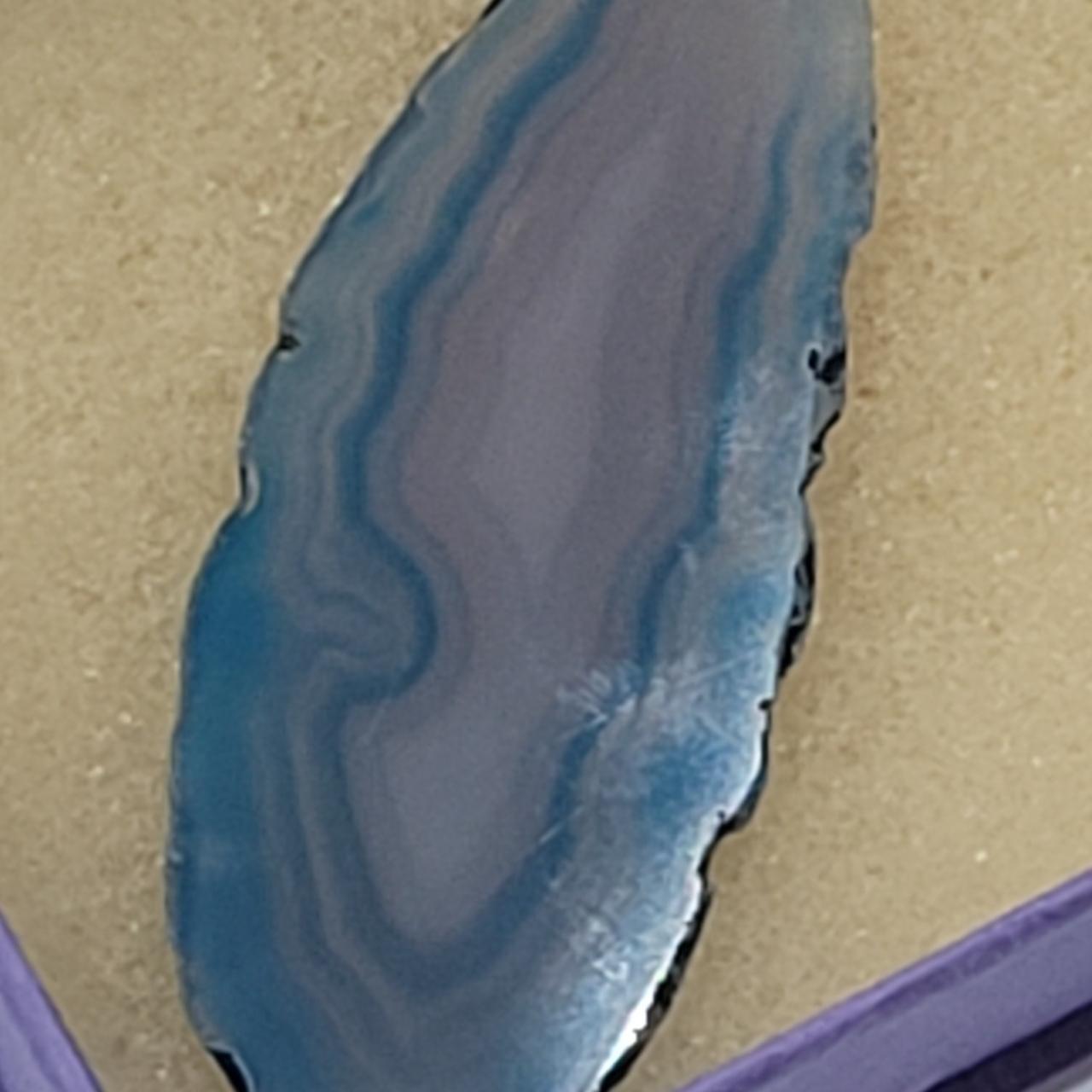 Very beautiful blue slice silver 925 agate large... | Depop