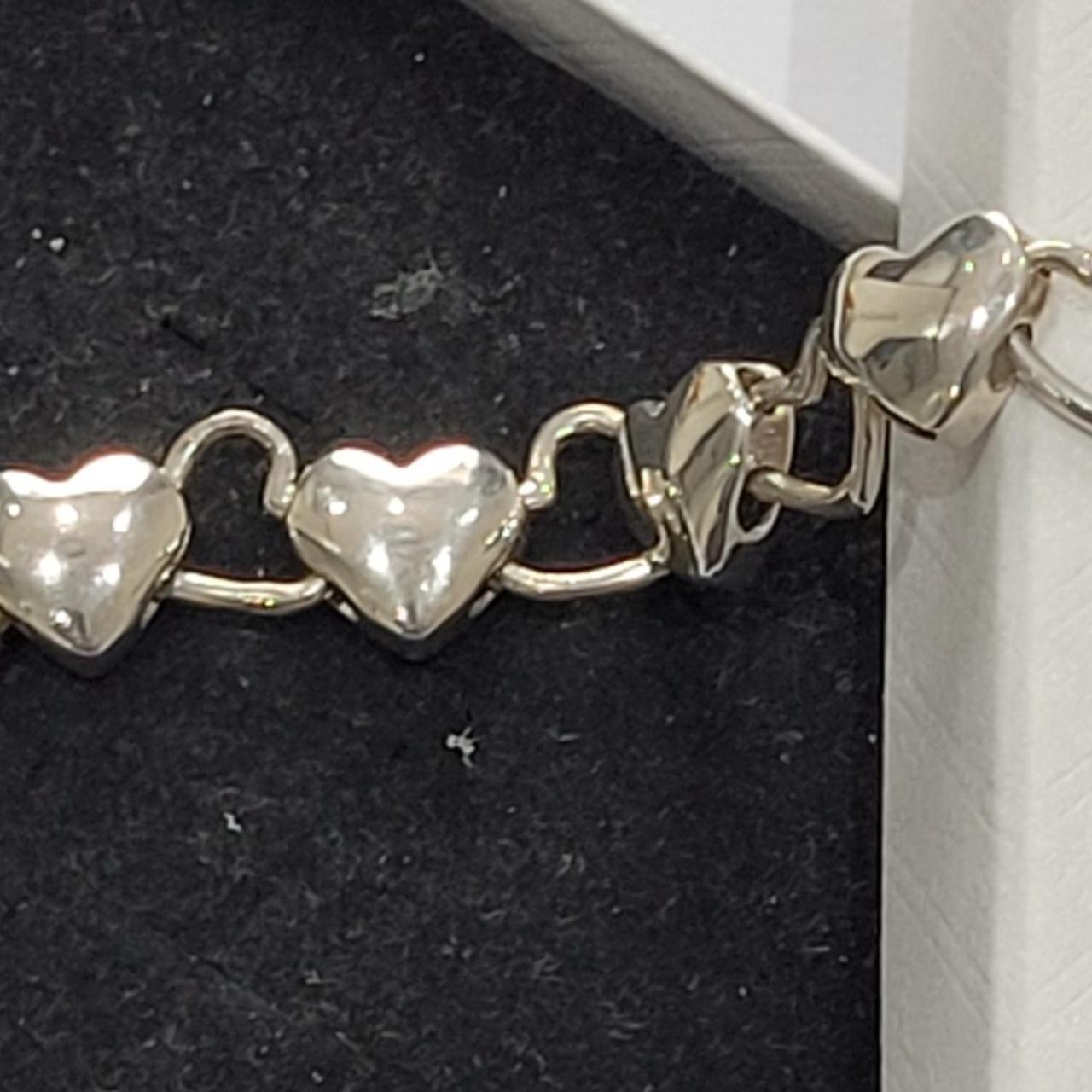 Stunning silver 925 heart shape link bracelet -... - Depop