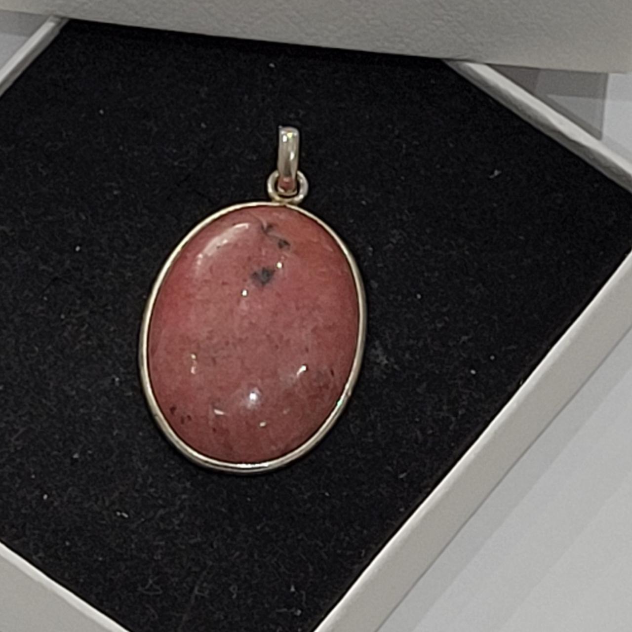 Stunning pink Rhodochrosite silver 925 big vintage... - Depop