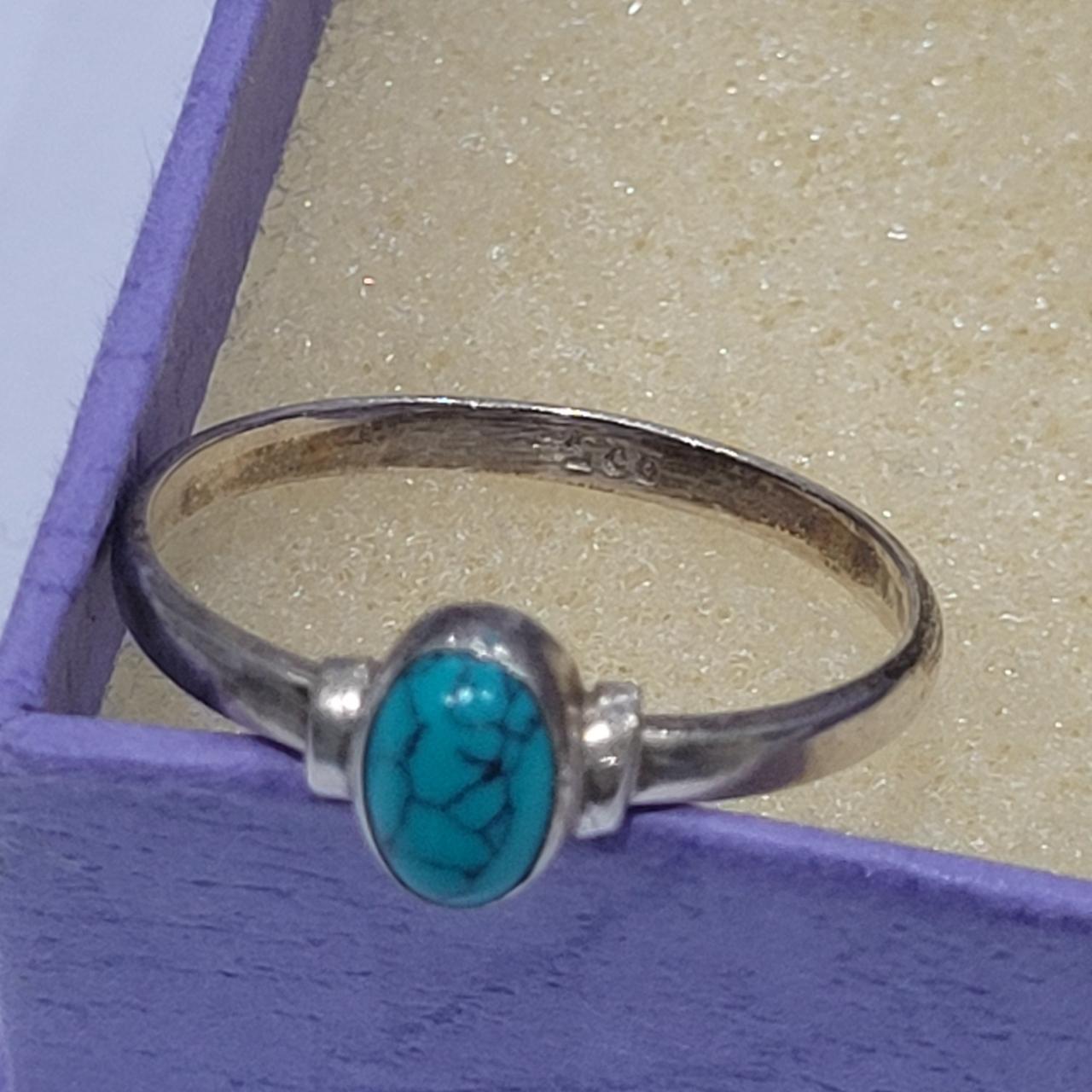 Pretty silver 925 turquoise stone ring - Vintage... - Depop