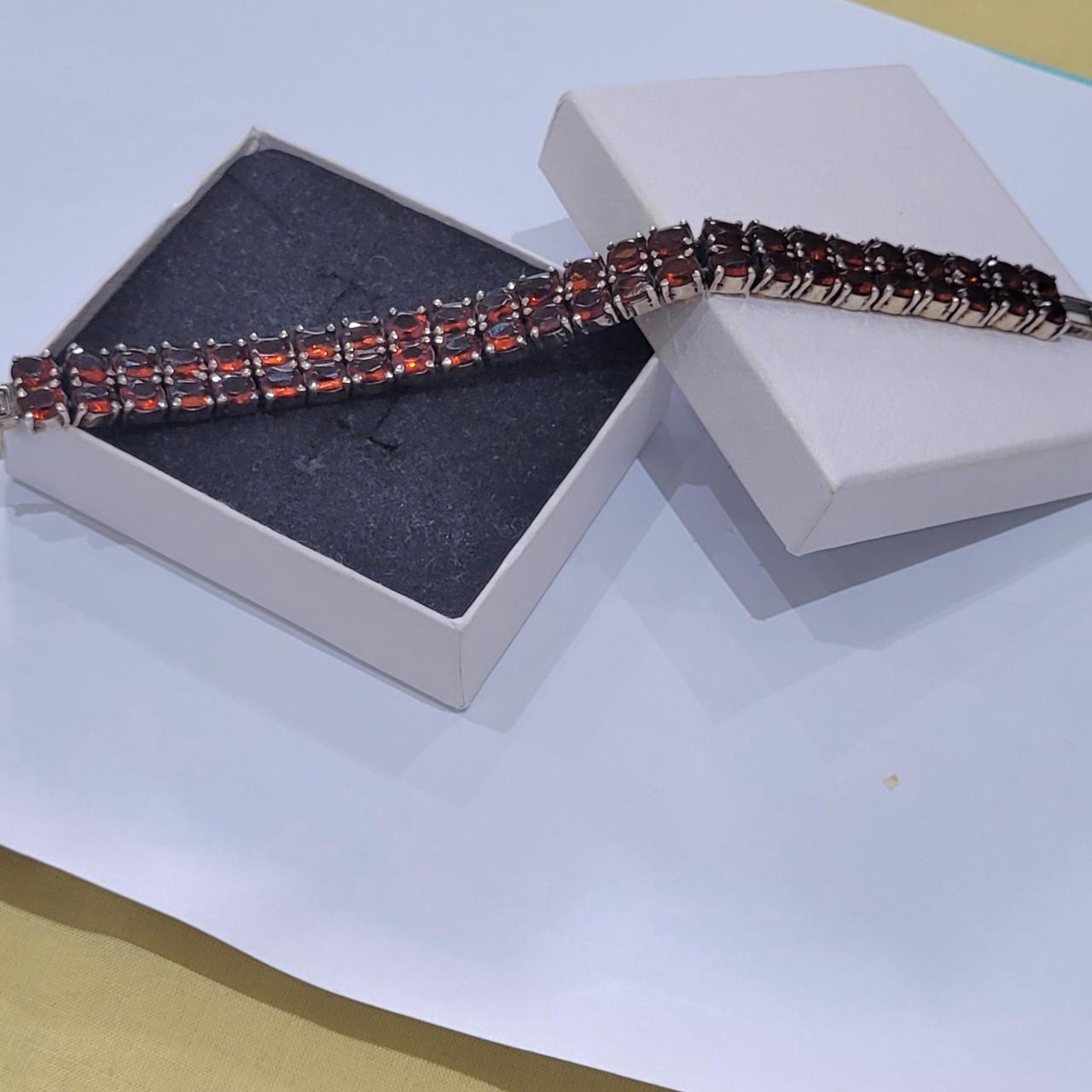 Elegant silver 925 two rows garnet silver 925 heavy... | Depop