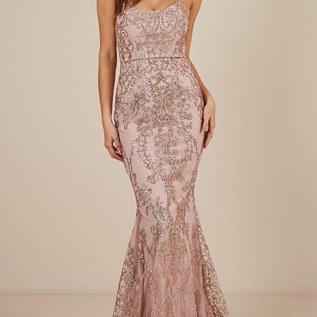 Pink dress with silver detail 💖 Form-fitting, long... - Depop