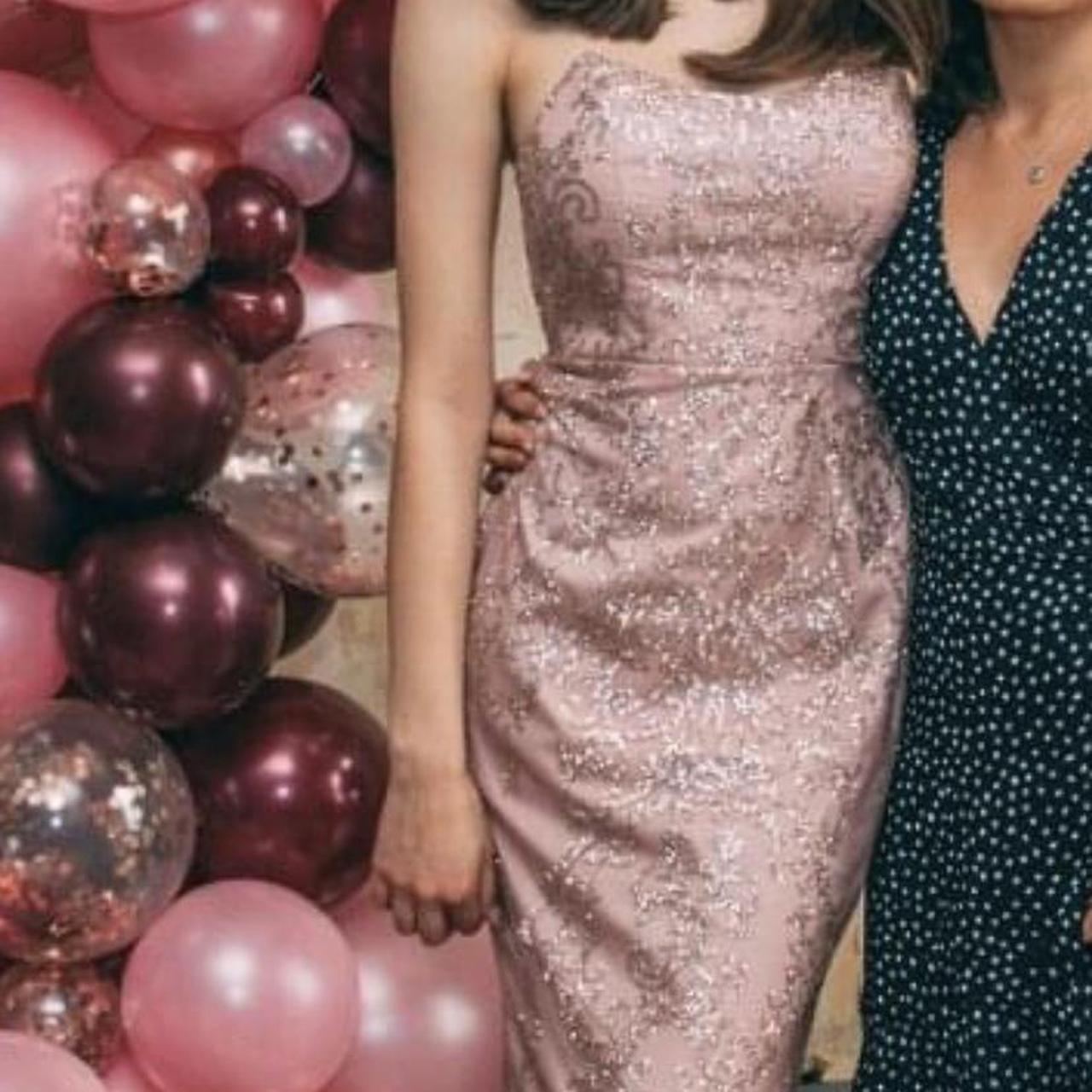 Pink dress with silver detail 💖 Form-fitting, long... - Depop