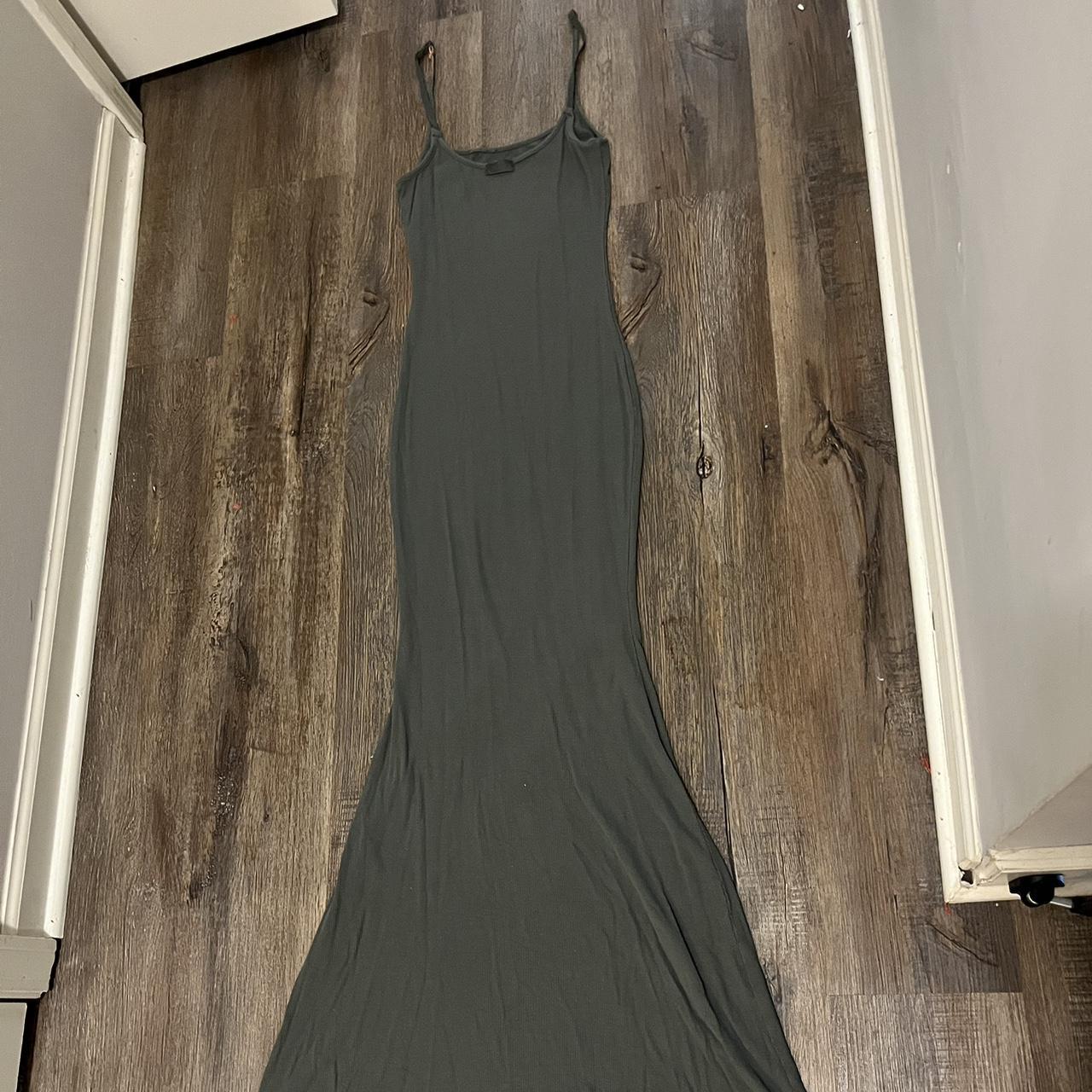 long dark grey skims dress (it’s worn that’s why the... - Depop